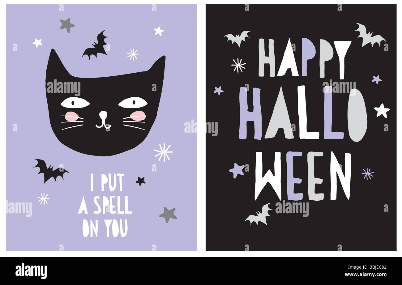 Cute Halloween Vector Card for Kids. Spooky Party. Hand Drawn ...