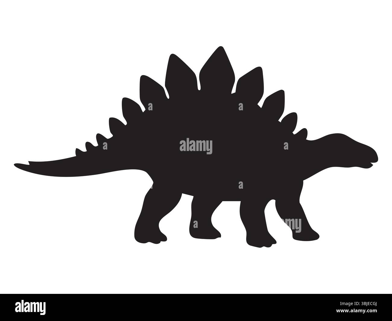 Black silhouette of Stegosaurus dinosaur with back plates and spiked ...