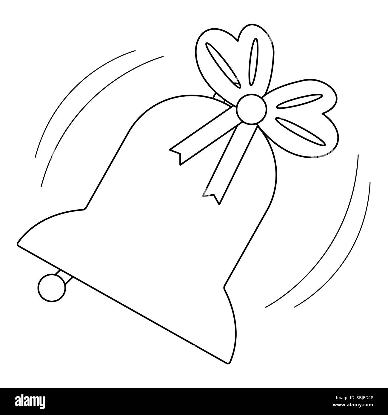 Coloring page for kids with outline drawing of school bell with bow ...