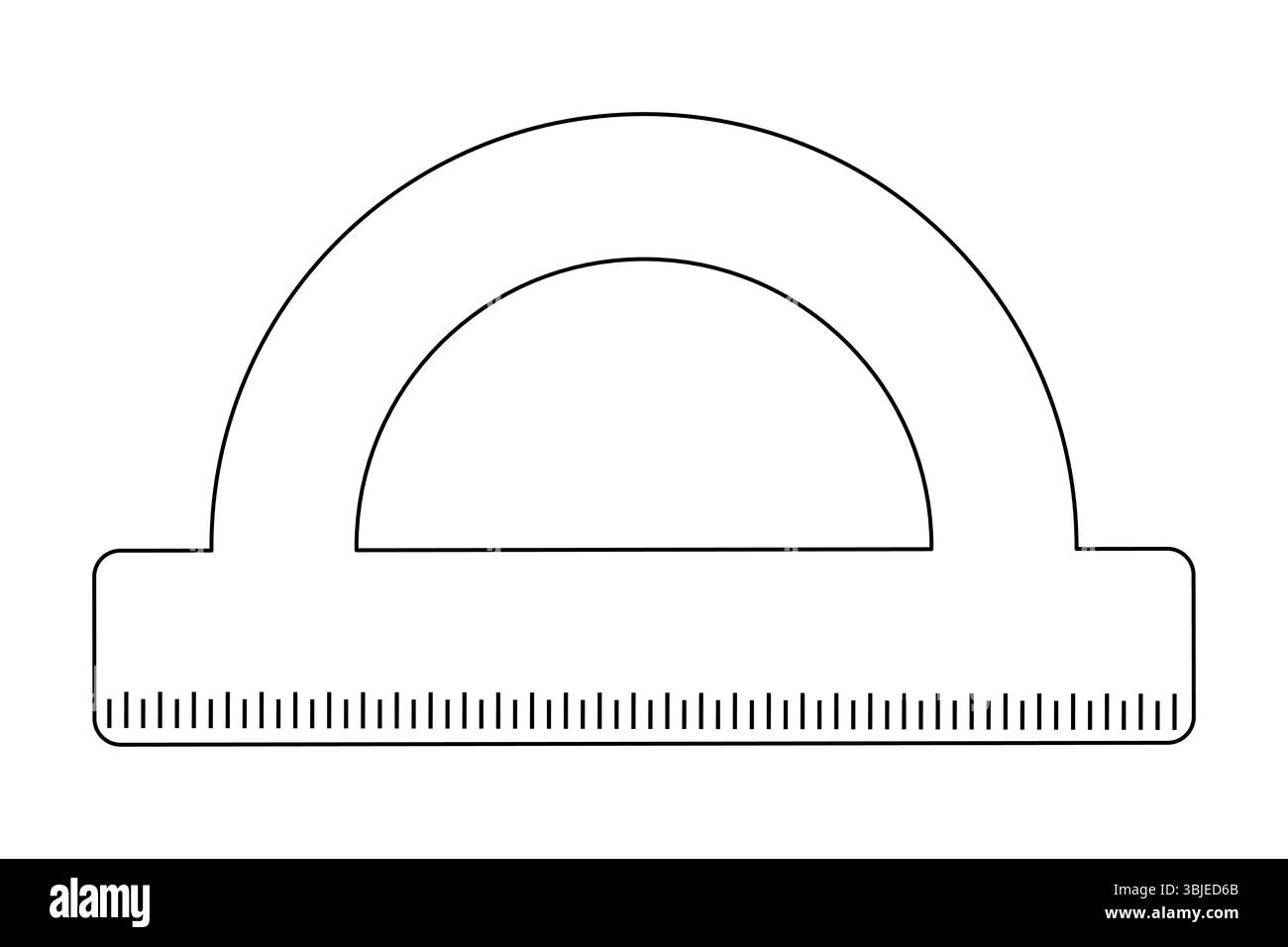 Coloring page for kids with outline drawing of protractor ruler ...