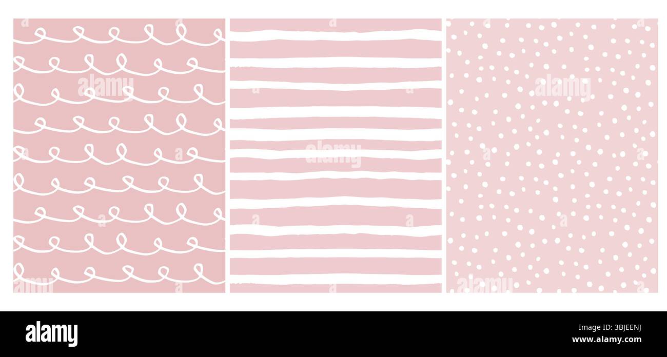 Cute Infantile Style Hand Drawn Irregular Geometric Patterns. White ...