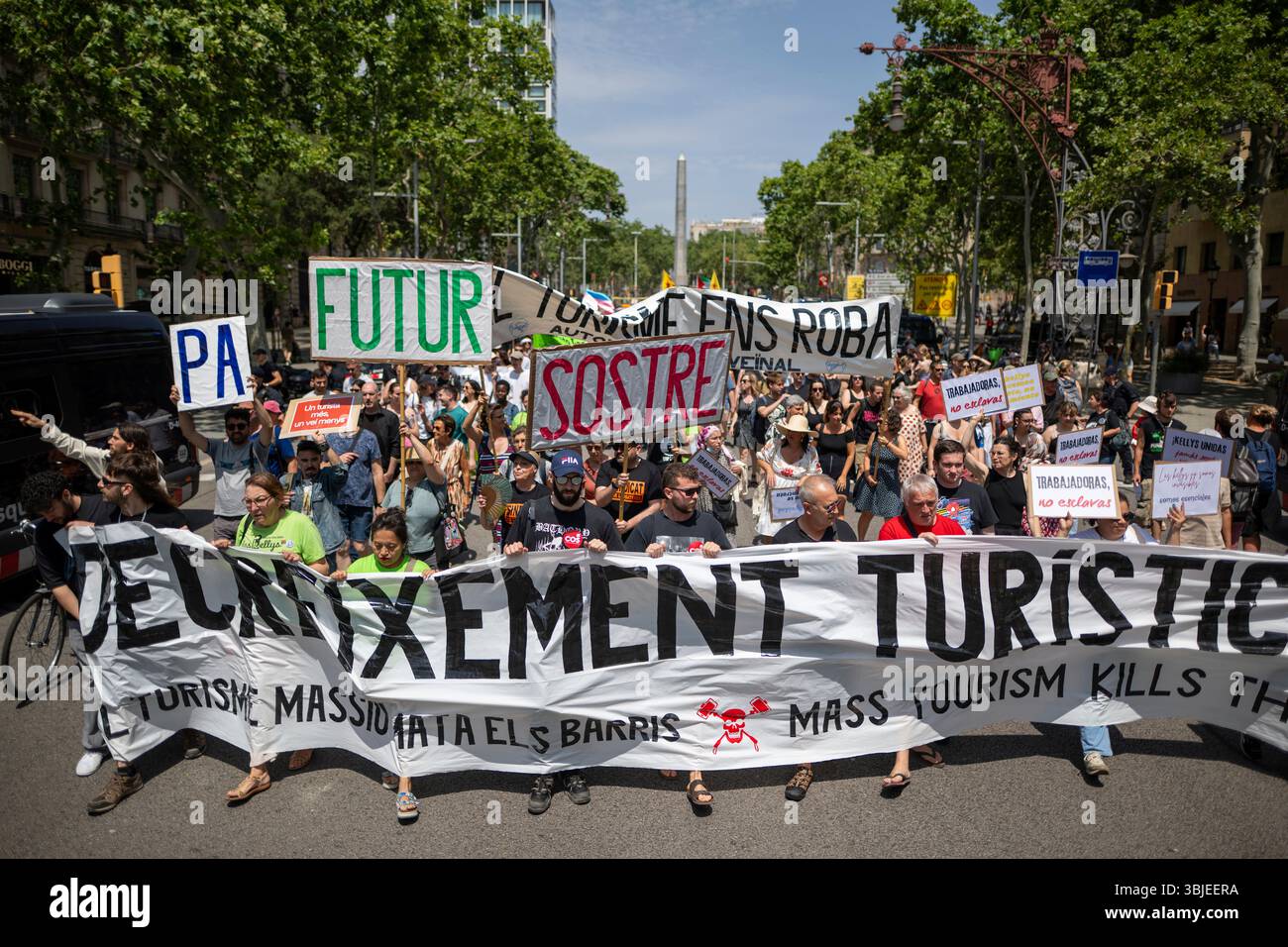 Dozens of people during a demonstration against tourist overcrowding on ...