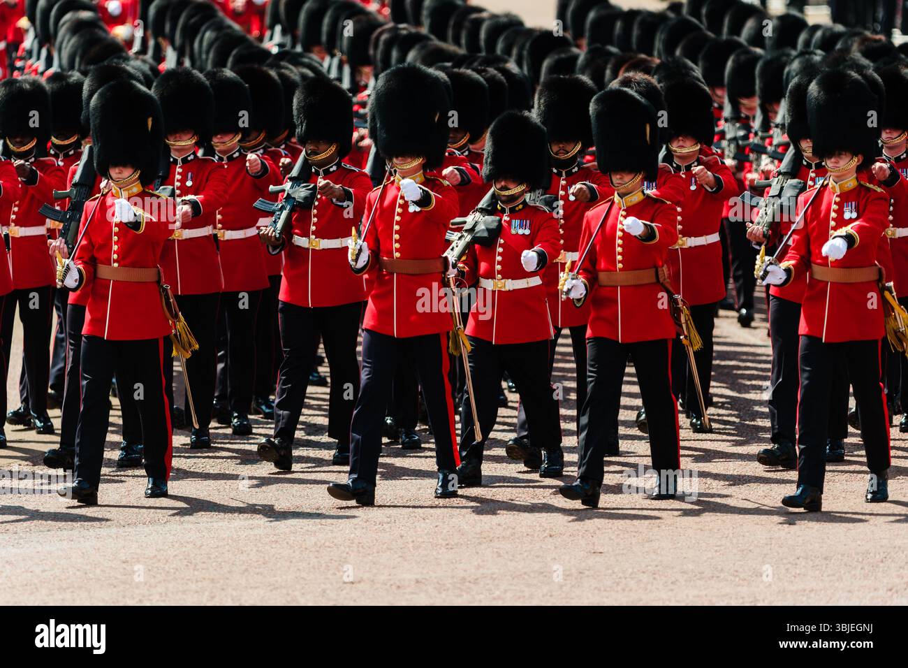 Troops of the Grenadier Guards march to the parade ground before ...