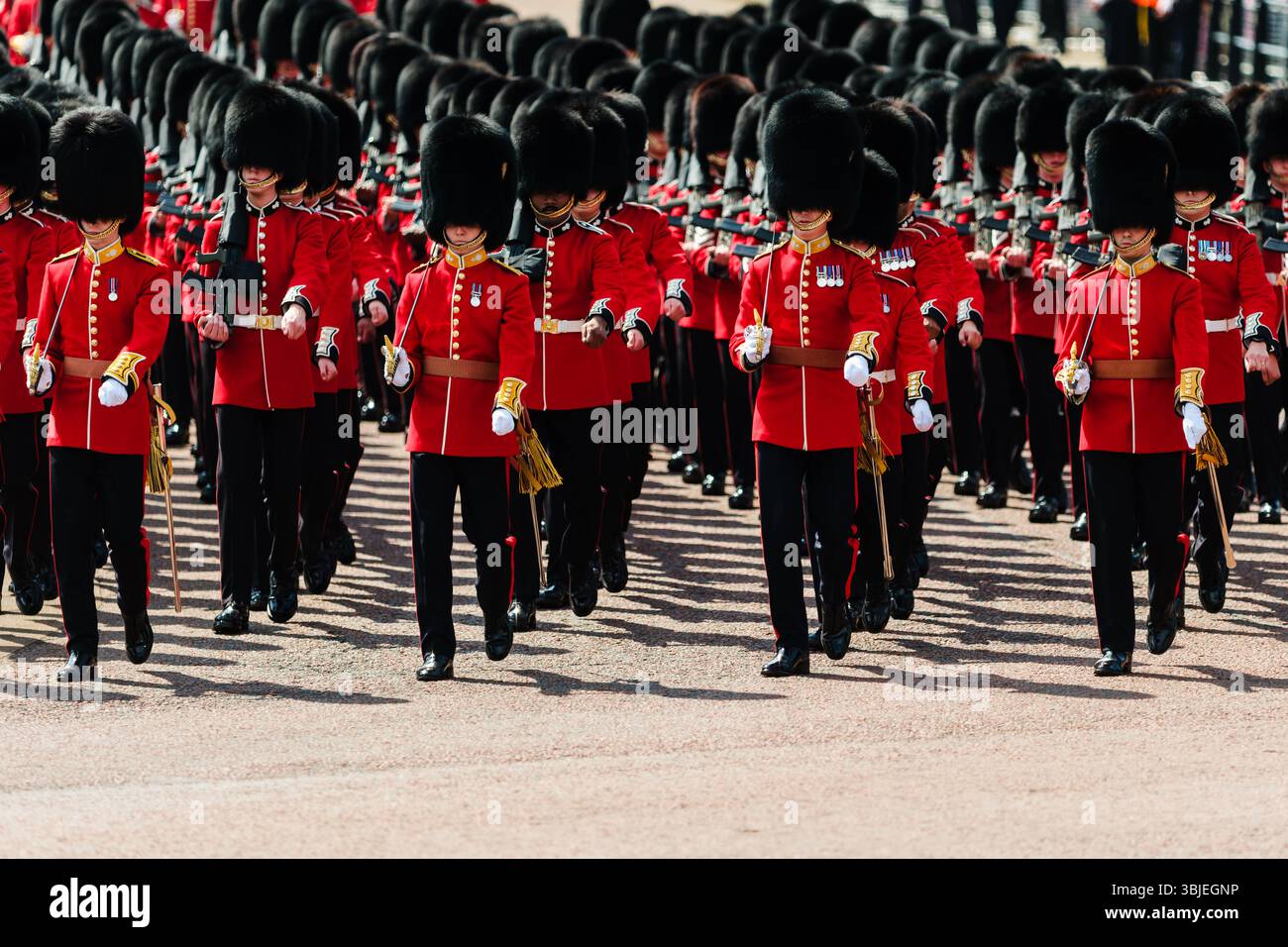 Troops of the Grenadier Guards march to the parade ground before ...