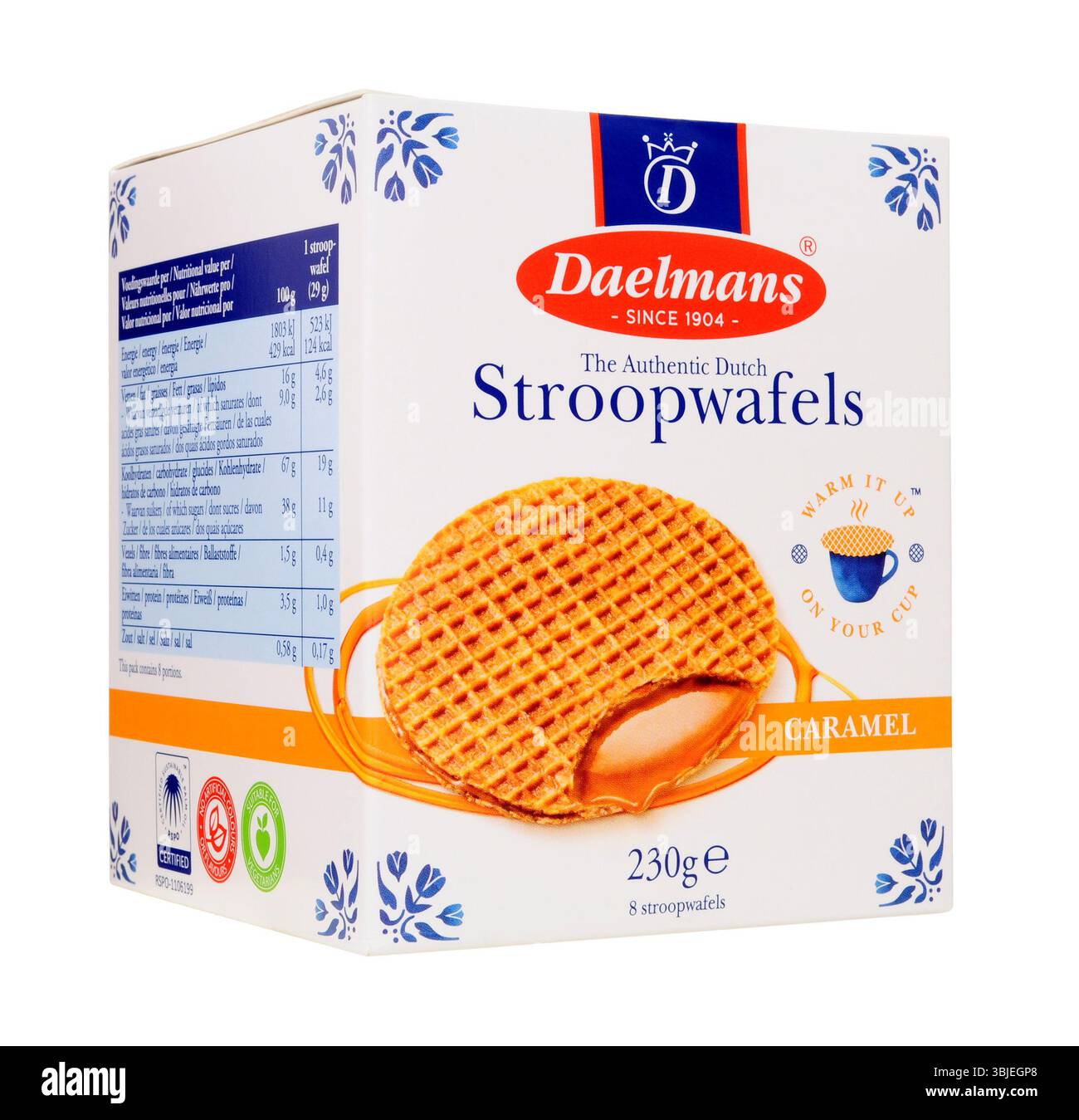 Daelmans authentic Dutch stroopwaffles in a 230g box containing 8 ...
