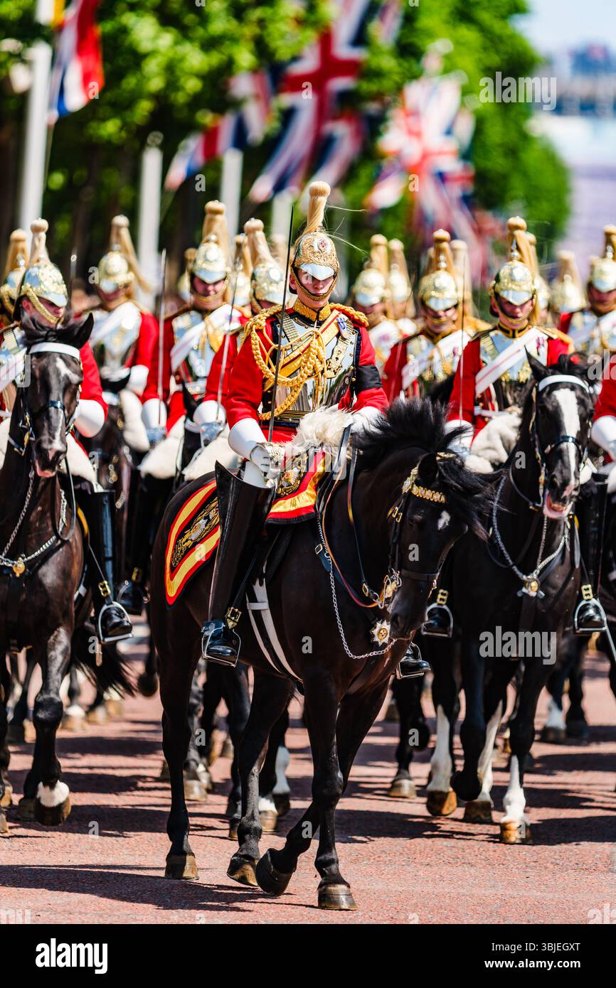 The household divisions Lifeguards return down The Mall from the parade ...