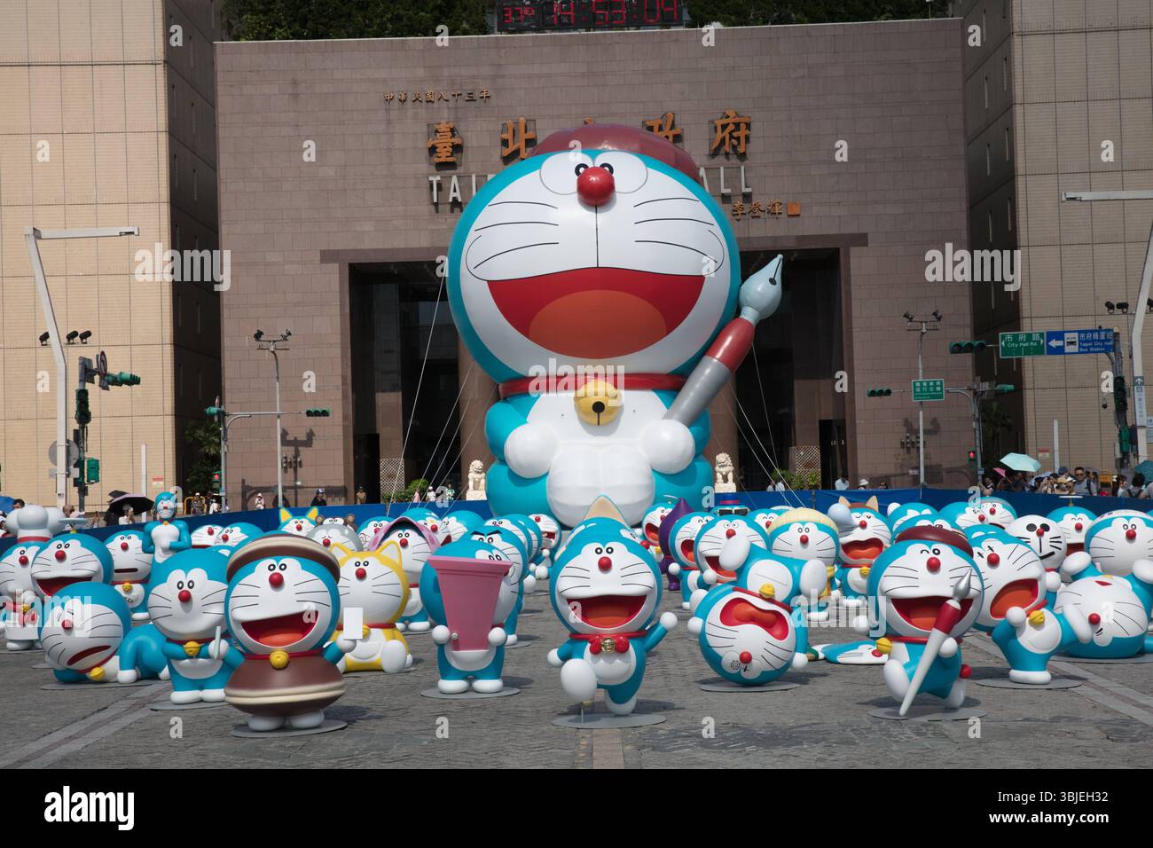 A 12-meter high inflatable Doraemon and dozens of smaller sculptures of ...