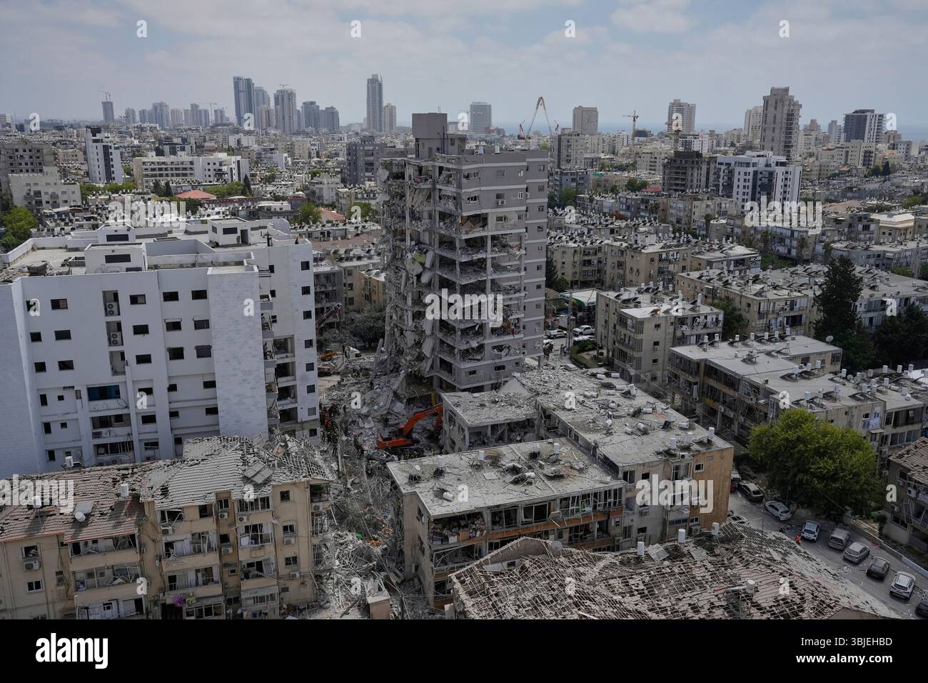 A view of residential buildings destroyed by an Iranian missile strike ...