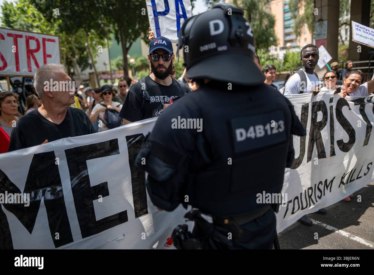 Several people during a demonstration against tourist overcrowding, on ...