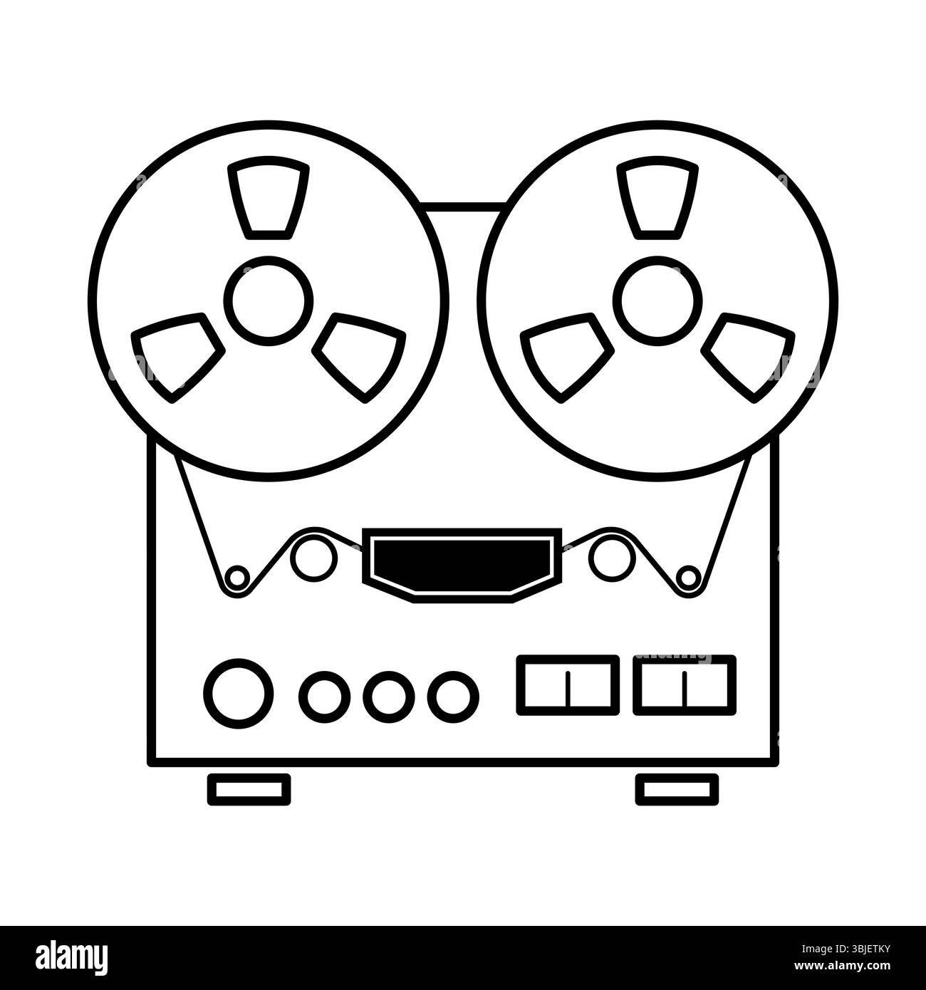 Retro Reel-to-Reel Tape Recorder Vector Illustration. This is a black ...