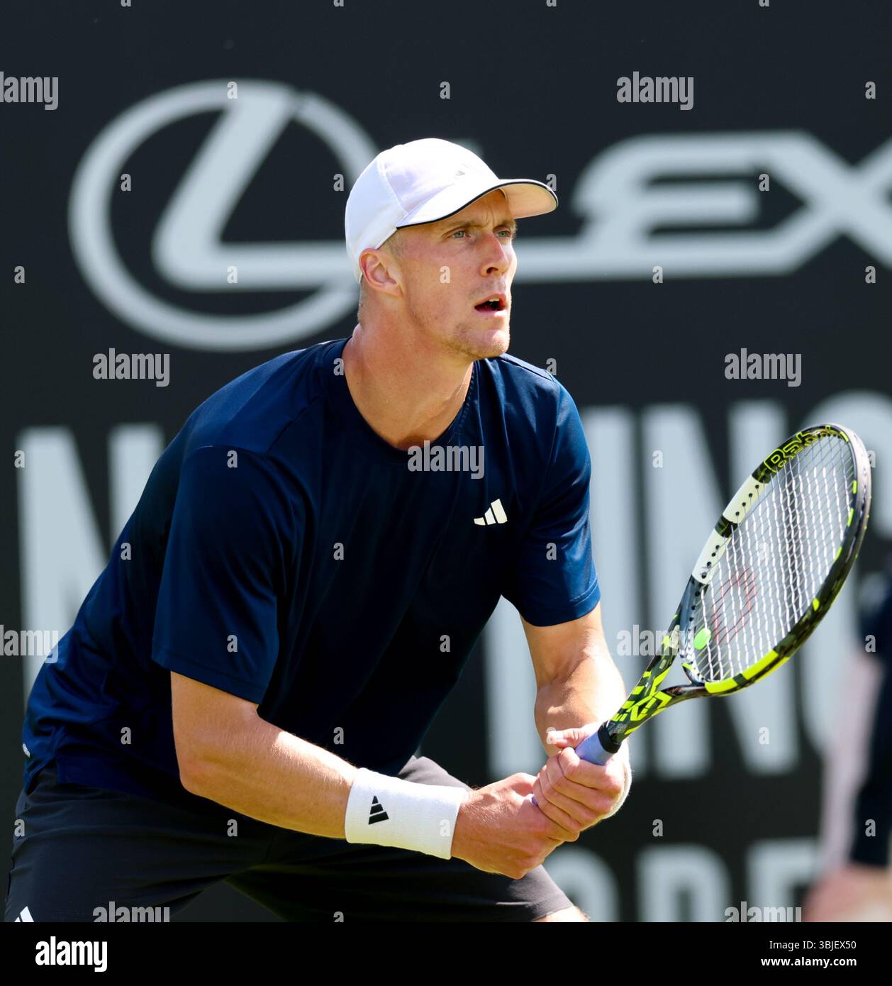 Ilkley, UK. 15th June, 2025. Jan Choinski (GBR) during his game versus ...