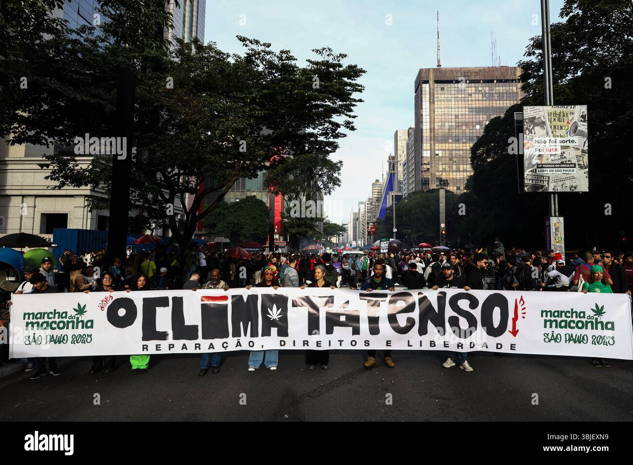 Protesters during the 17th edition of the Marijuana March 2025, which ...