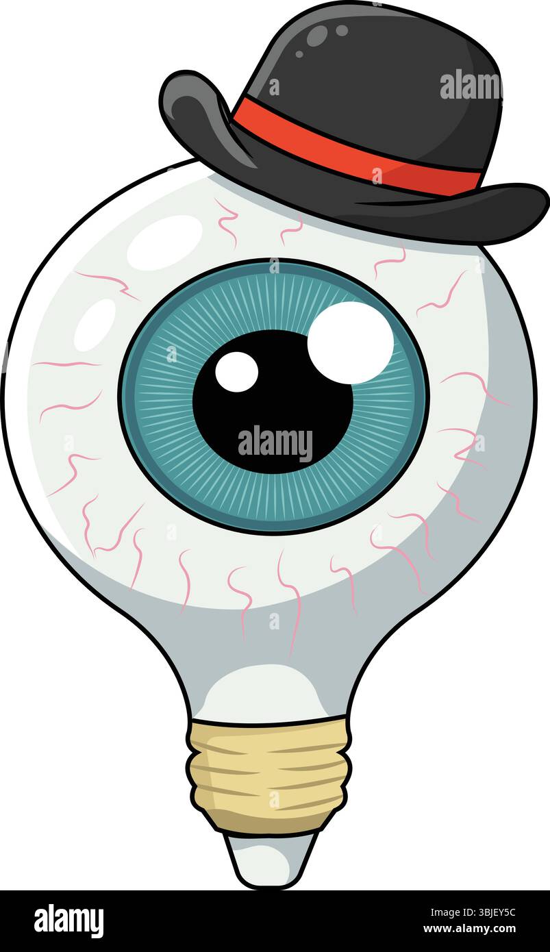 Cartoon illustration of a quirky eyeball character shaped like a ...