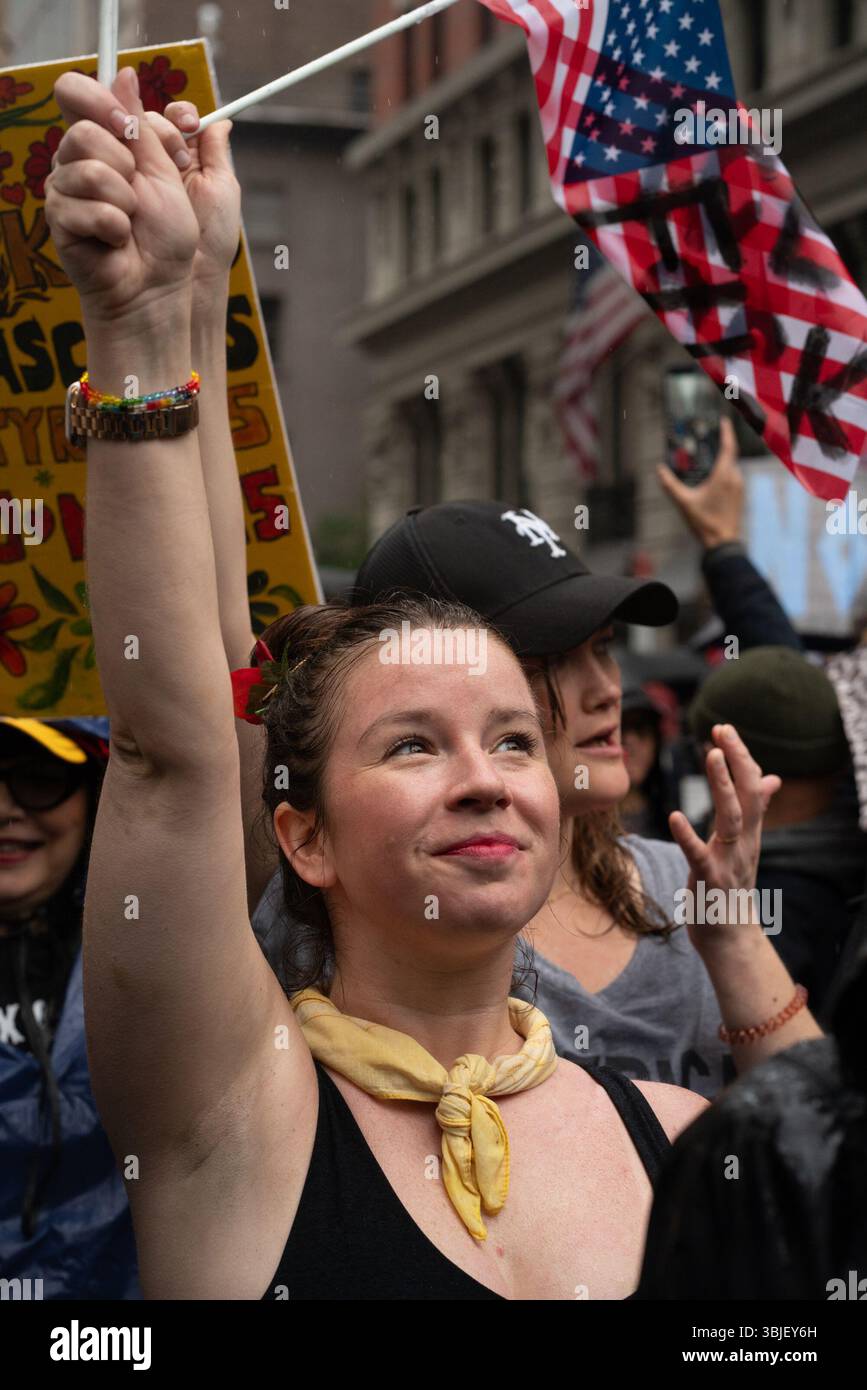 New York, United States. 14th June, 2025. Protesters seen marching for ...