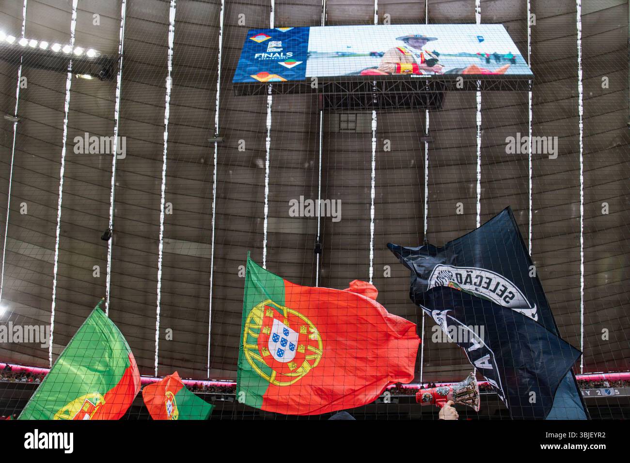 Flags of Portugal are seen during the UEFA Nations League 2025 final ...