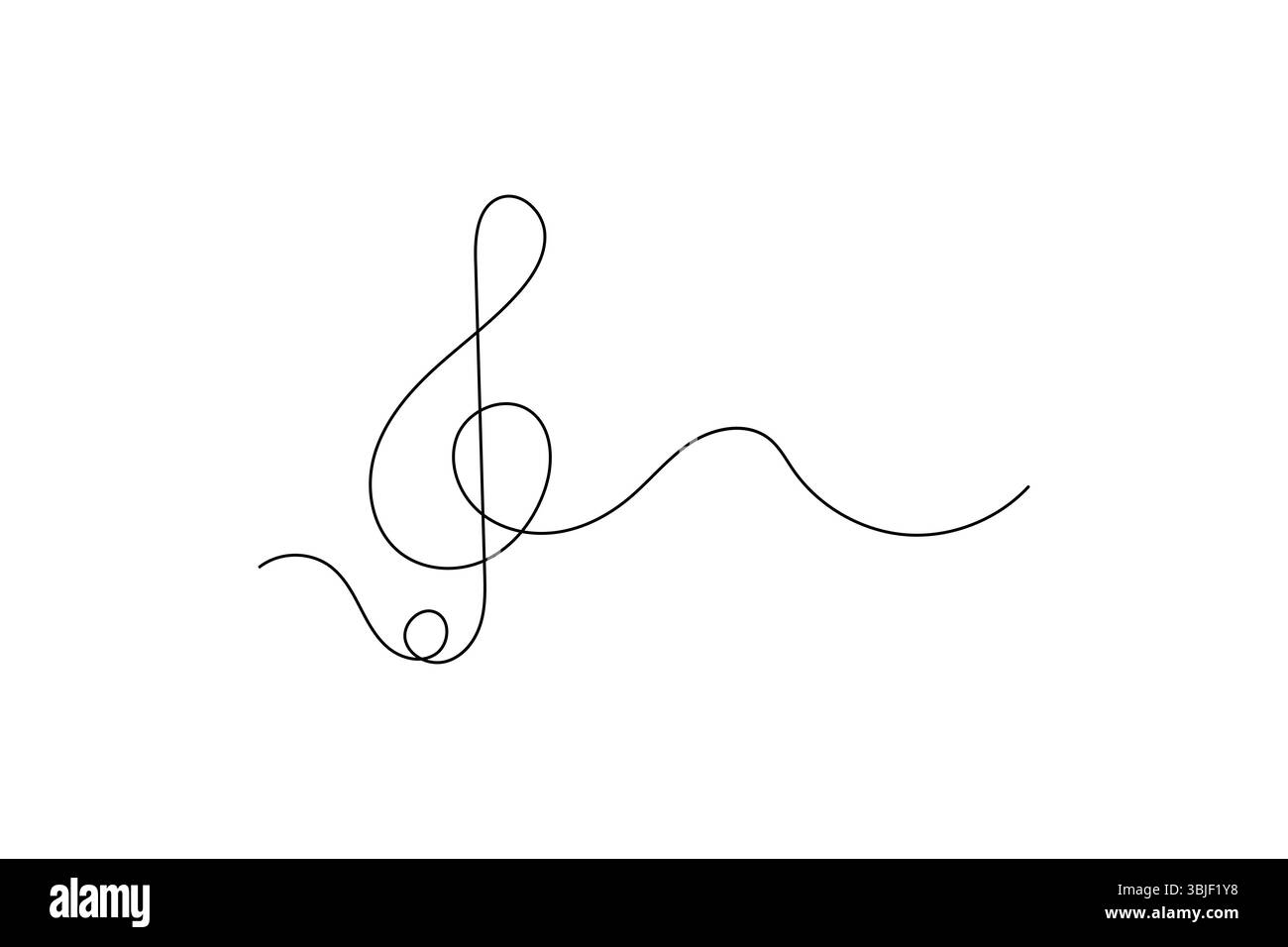 Continuous one line drawing abstract music note background notes and ...
