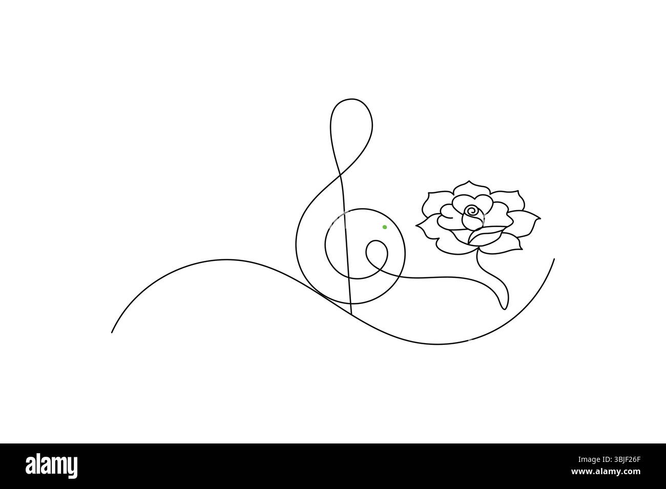 Continuous one line drawing abstract music note background notes and ...