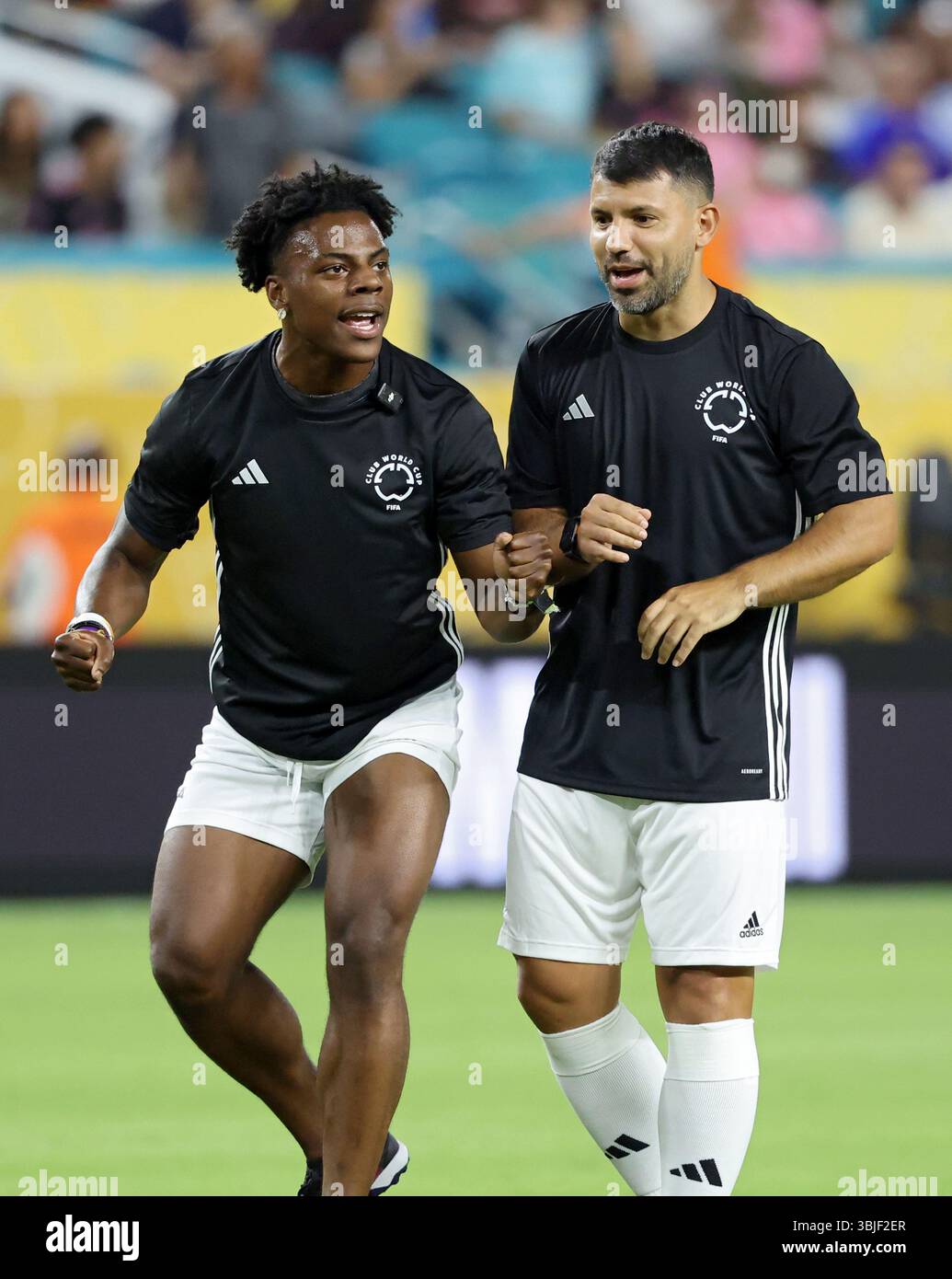 iShowSpeed and Sergio Aguero during halftime at the FIFA Club World Cup June 14, 2025 in Miami ...