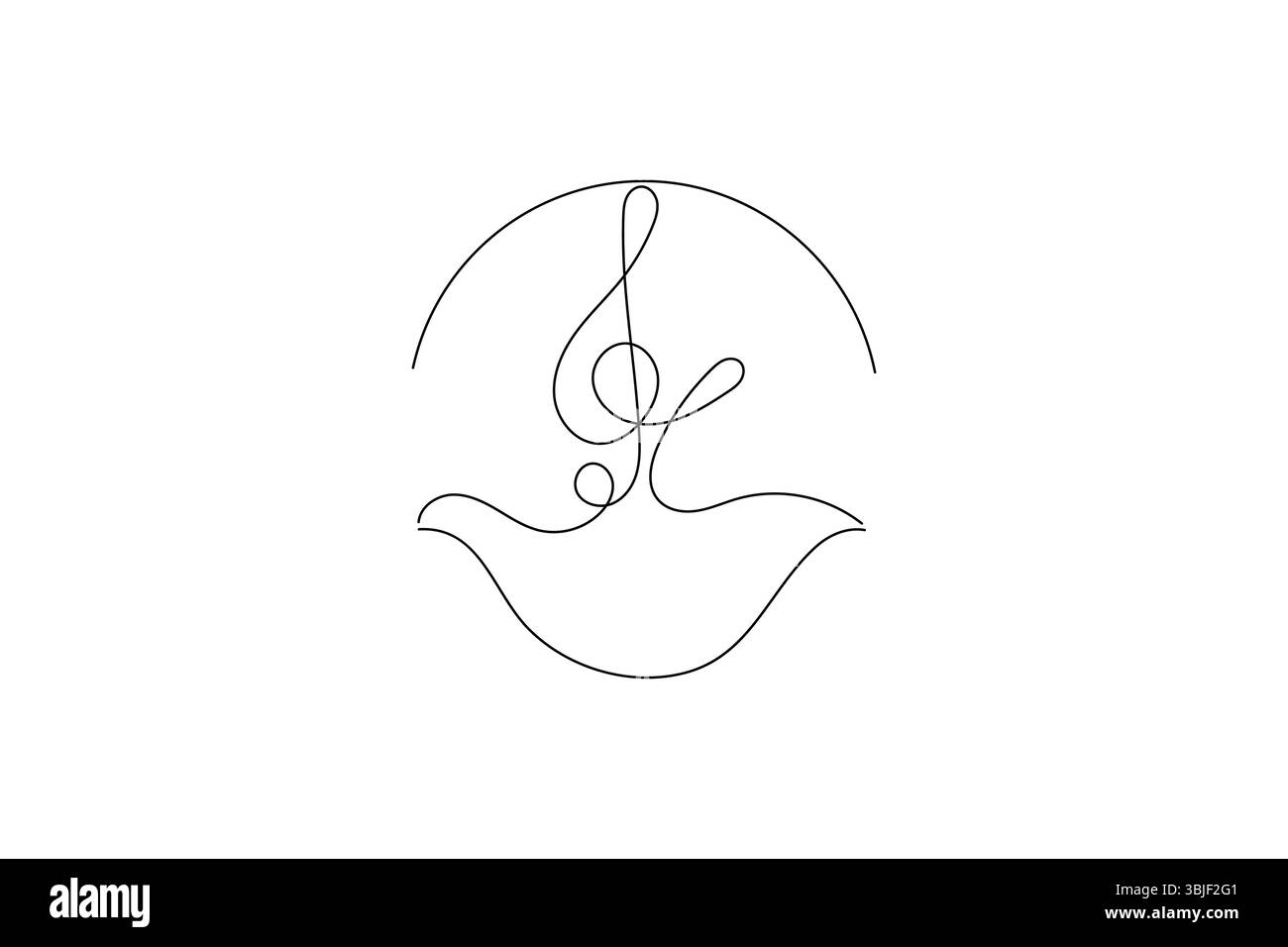 Continuous one line drawing abstract music note background notes and ...