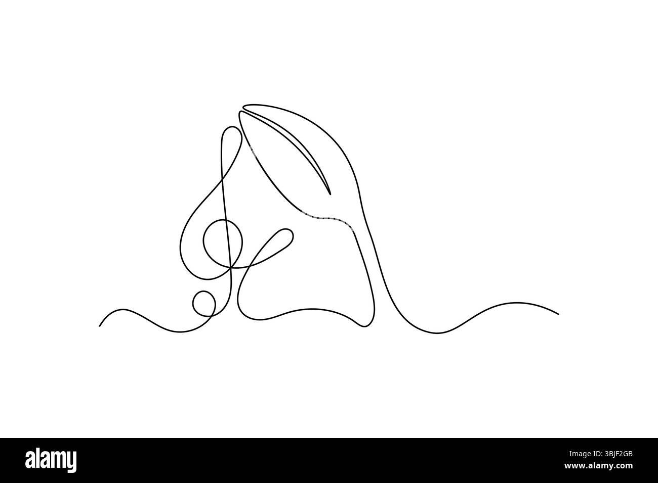 Continuous one line drawing abstract music note background notes and ...