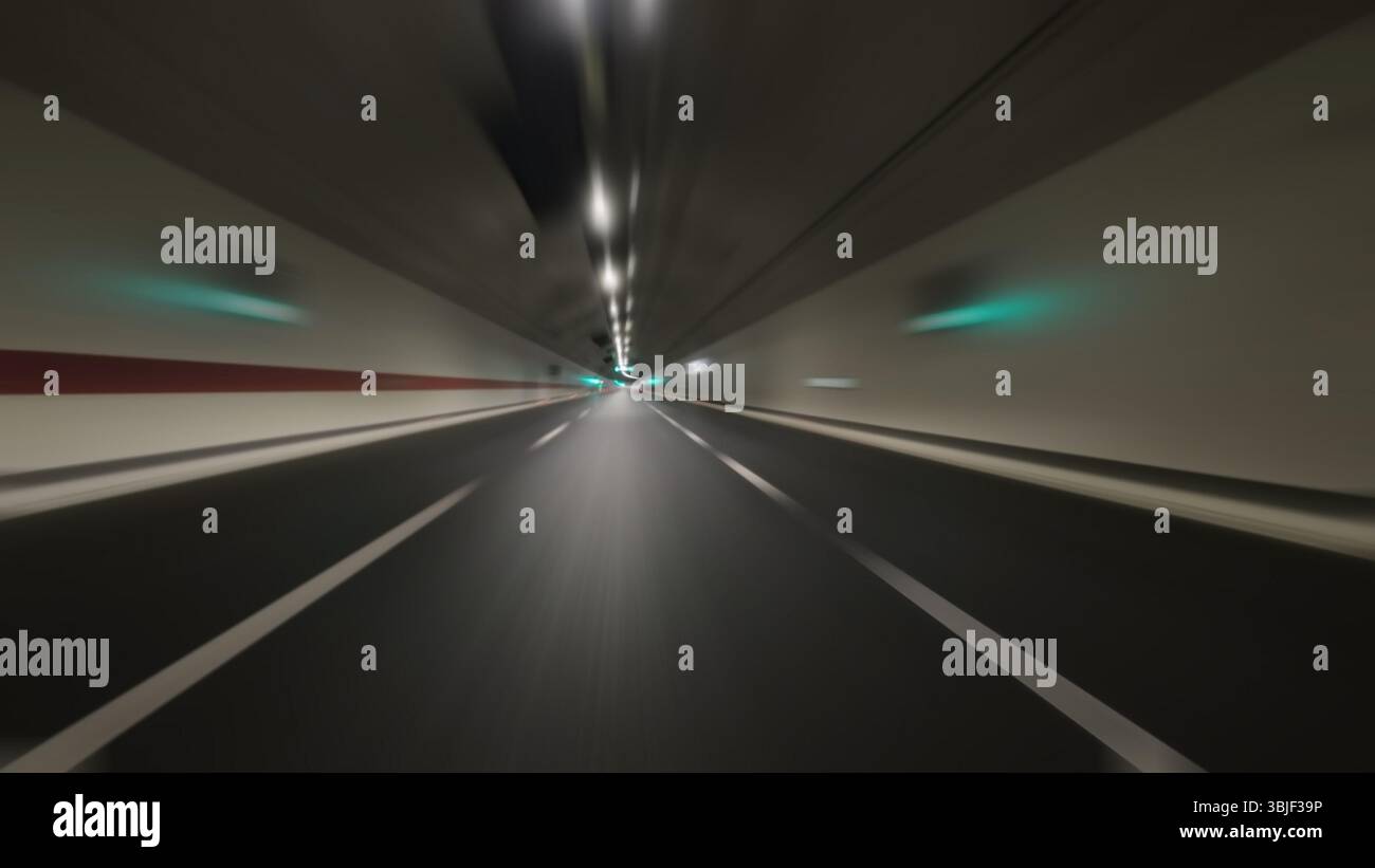 Car driving in tunnel on highway Stock Photo - Alamy