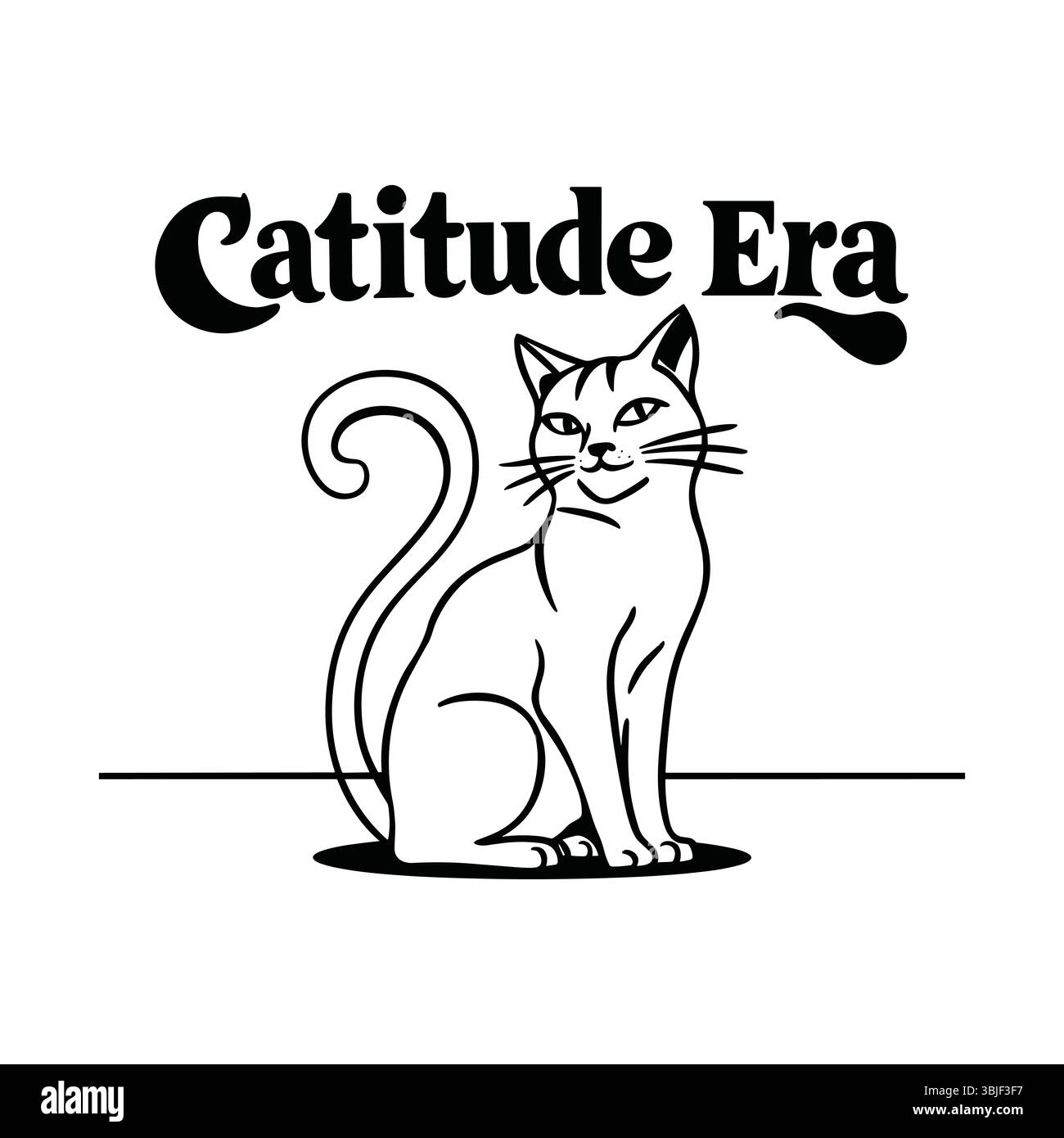 Catitude Era Stylish Cat Logo Design Illustration for Trendy Pet Lovers ...