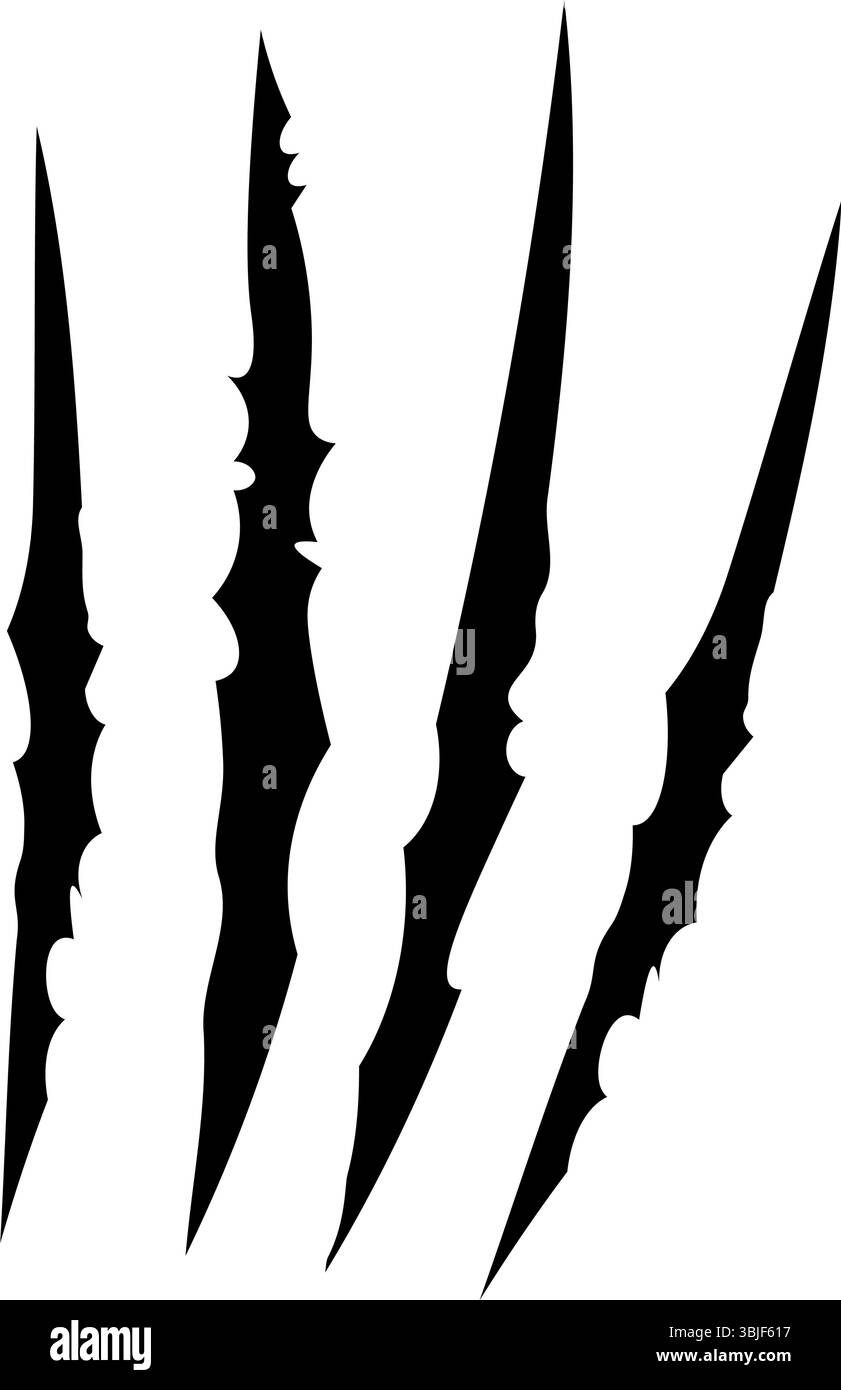 Black claws scratche animal. Four scratches shape. Wild animal claw ...
