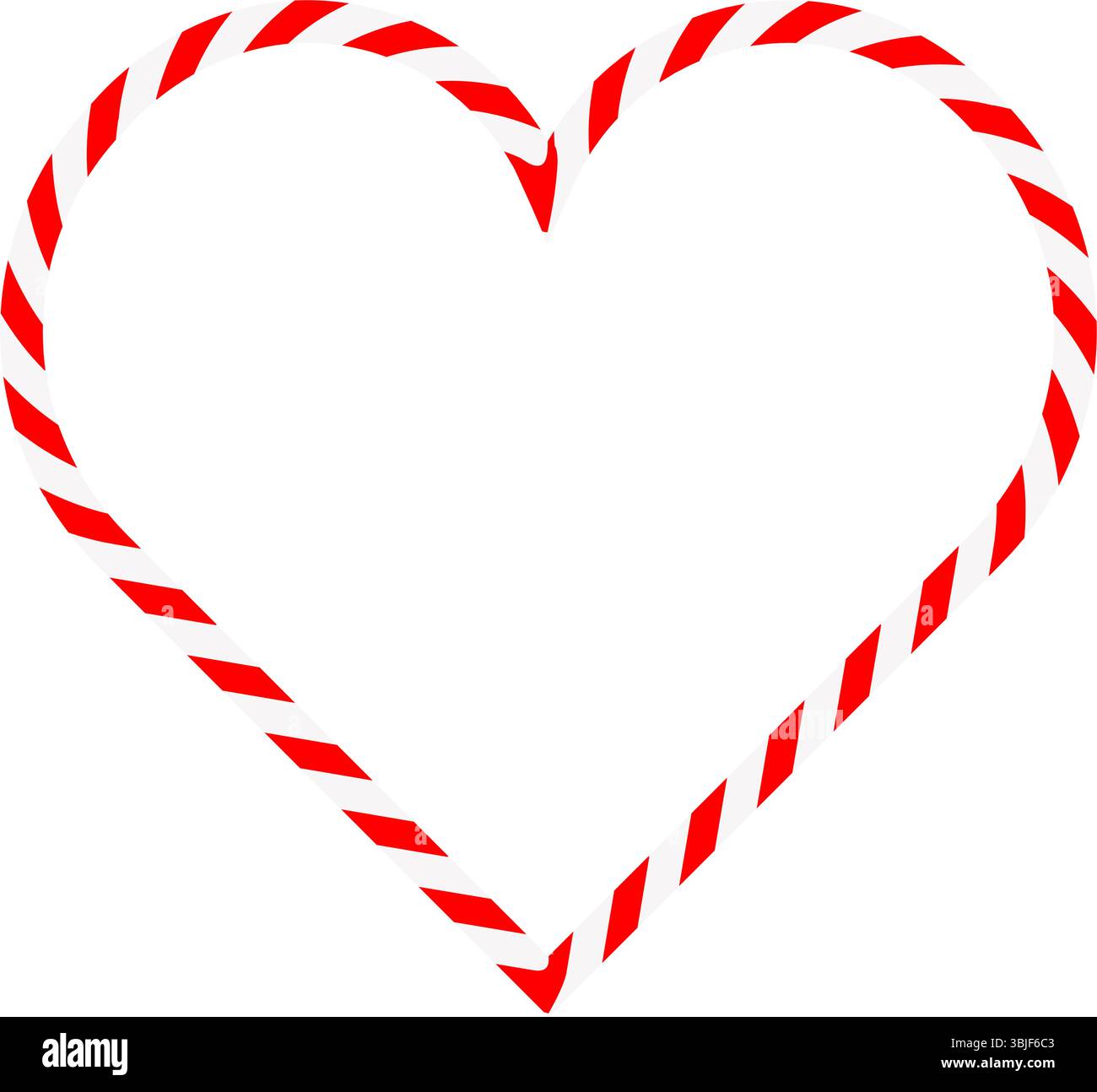 Candy cane heart frame. Christmas ribbon with red and white stripes ...