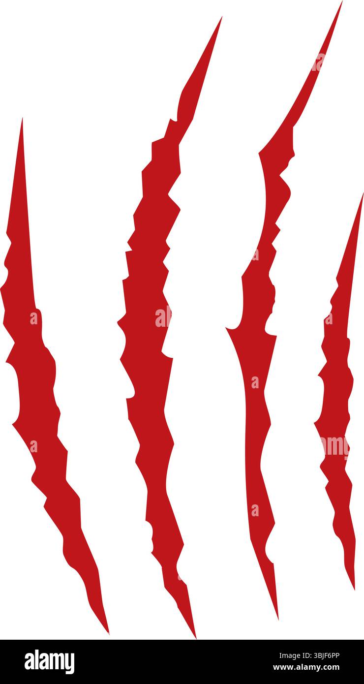 Red claws scratche animal. Four scratches shape. Wild animal claw marks ...