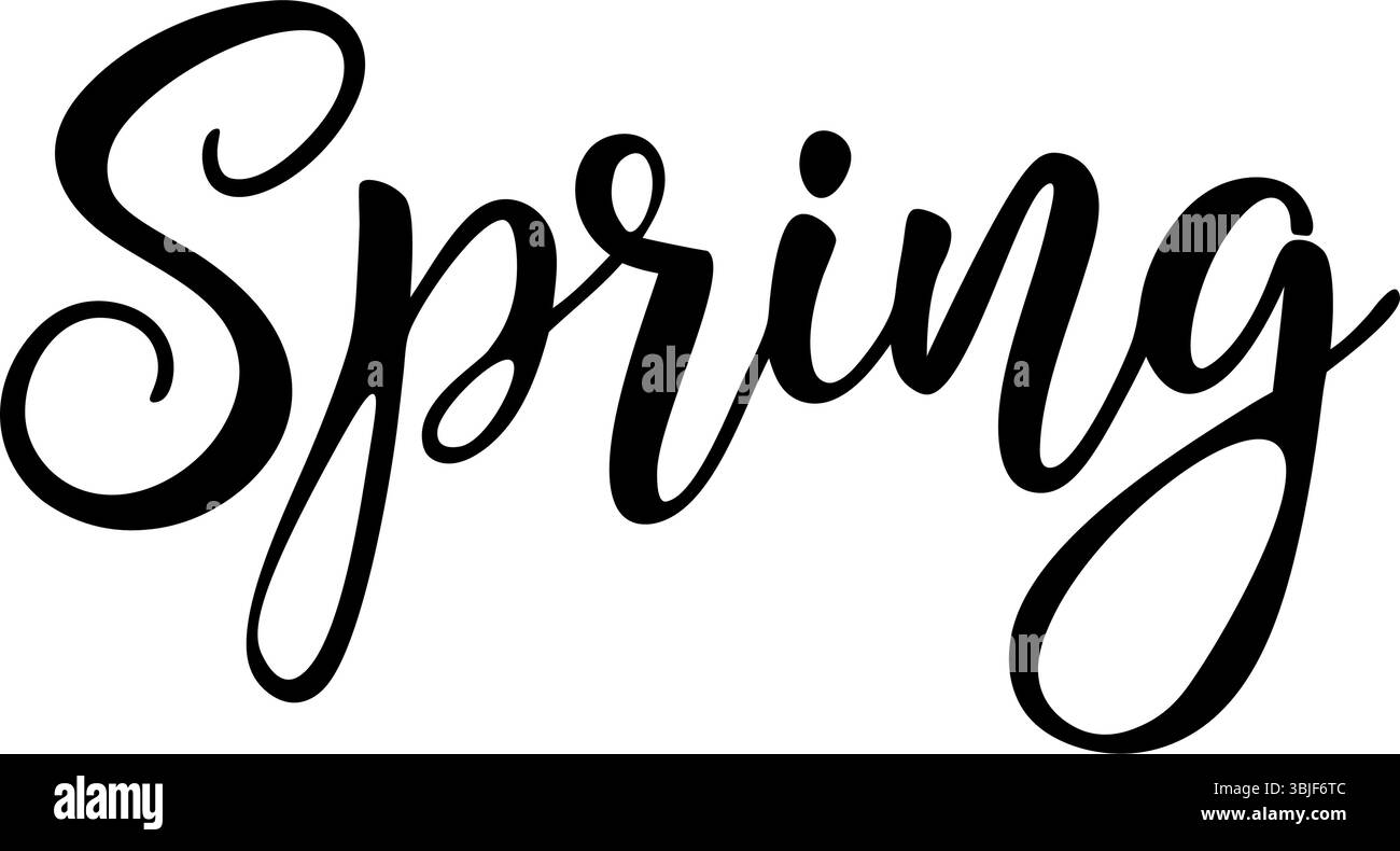 Elegant spring typography in black script. Hand drawn design for banner ...