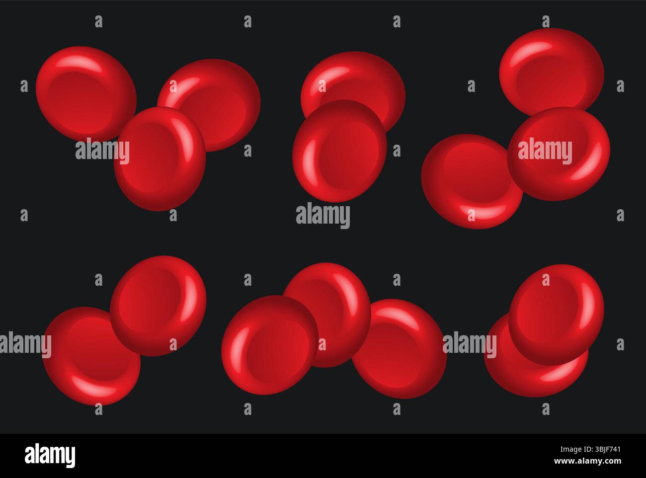 Set of 3D blood cell icon.Human red angle erythrocytes artery medical ...