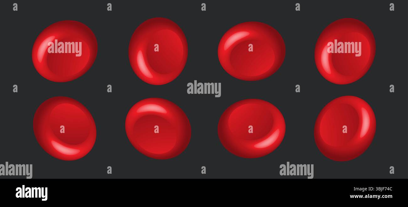 Set of 3D blood cell icon.Human red angle erythrocytes artery medical ...