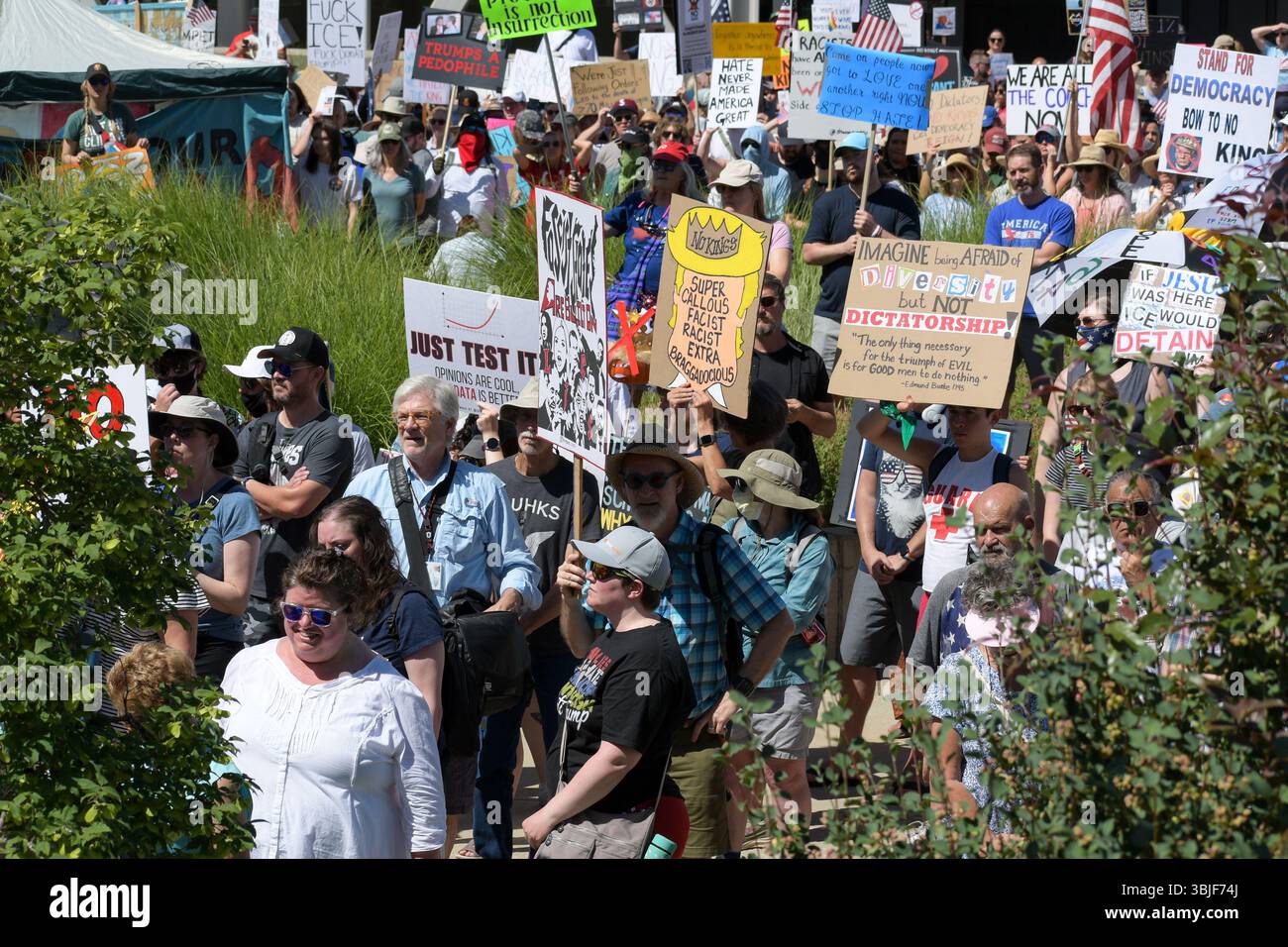 Salt Lake City, Utah – June 14, 2025: Demonstrators gather at Marriott ...