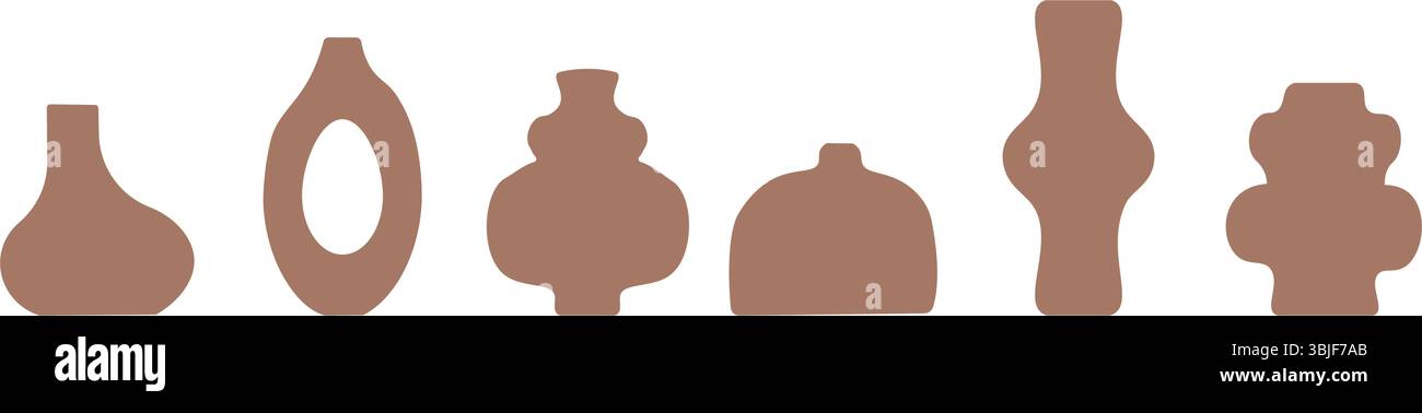 Set of abstract vase silhouettes in brown. Various modern, geometric ...