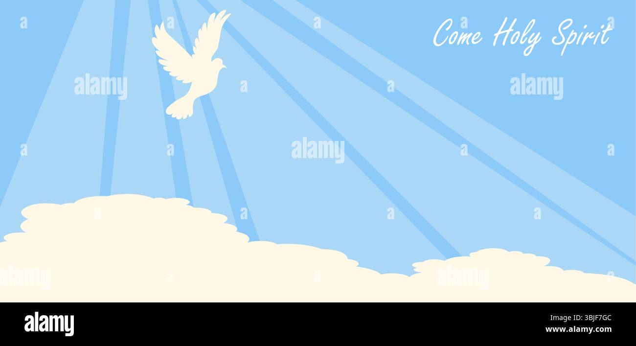 Elegant depicting a white dove, symbolizing the Holy Spirit, soaring ...