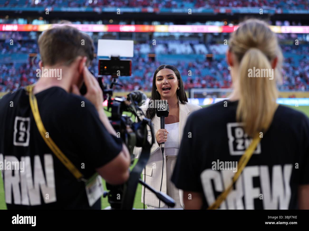 Miami Gardens, USA, 14th June 2025. A DAZN presenter during the Al Ahly ...