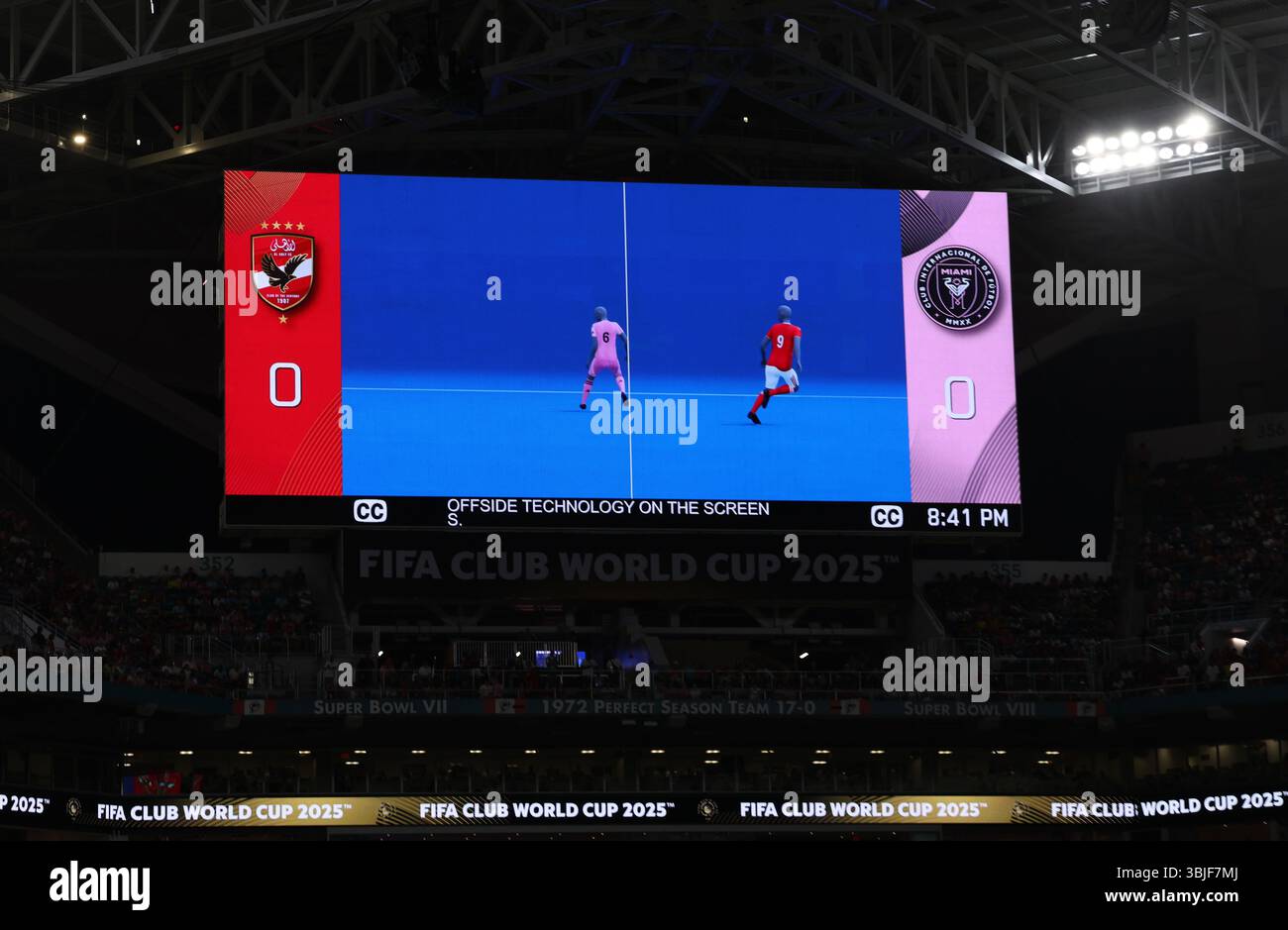 Miami Gardens, USA. 14th June, 2025. Offside technology on the big ...