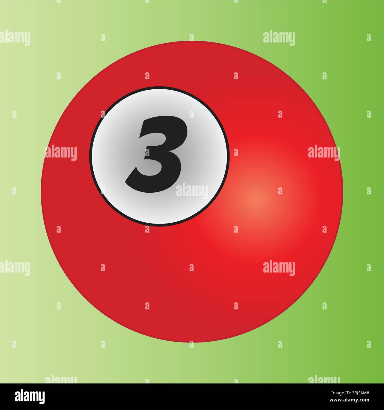 Red number 3 billiard ball vector hi-res stock photography and images ...