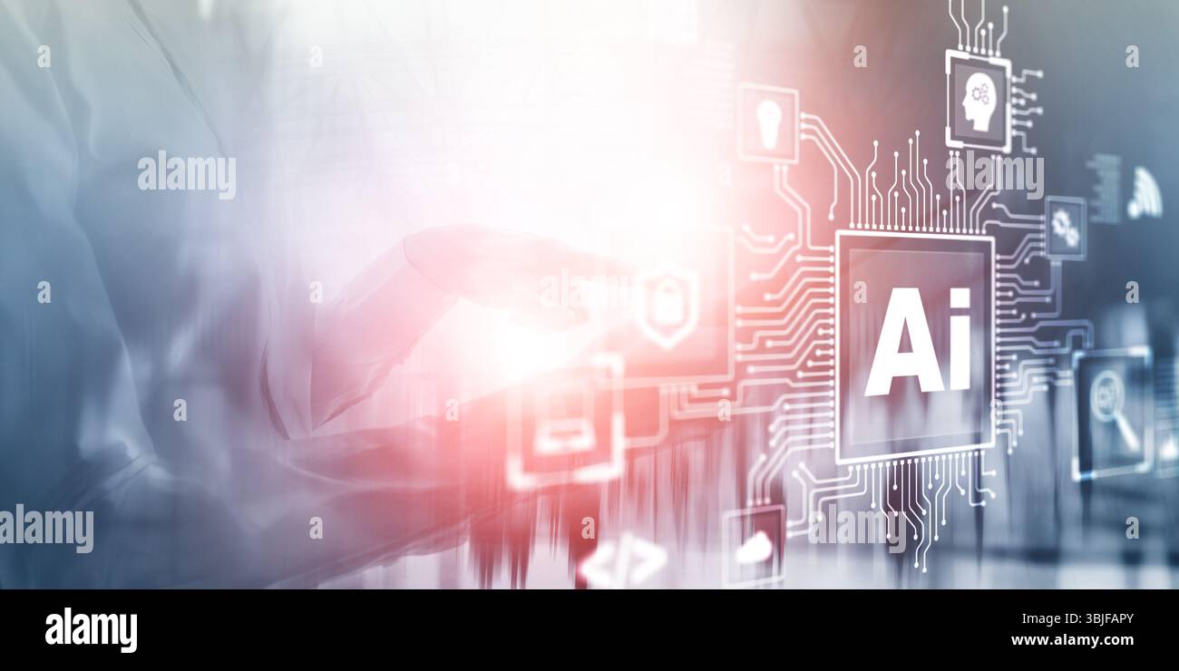 Artificial Intelligence Processor Concept. AI Big Data Array ...