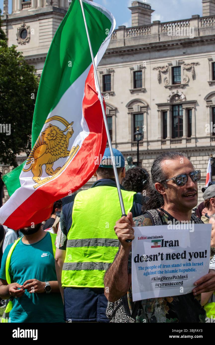 London, UK. 14th June, 2025. Pro-Israel activist Niyak Ghorbani is ...