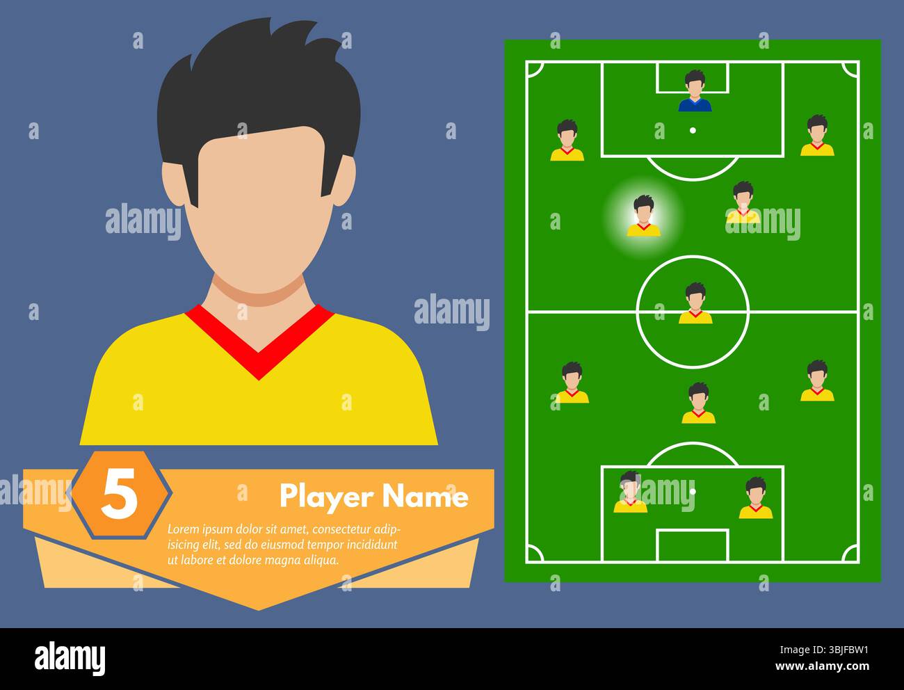 Profile of the football player and his place on the football field ...