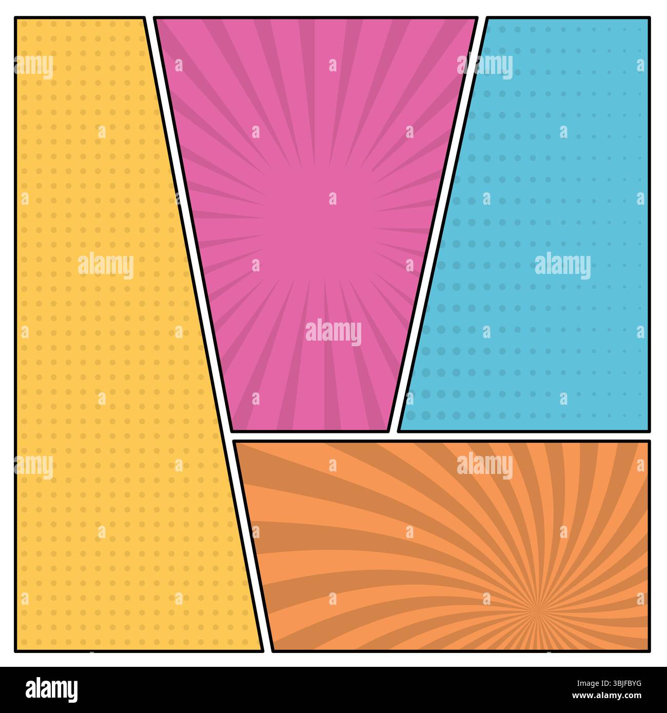 Colorful comic book page background in pop art style. Empty template ...
