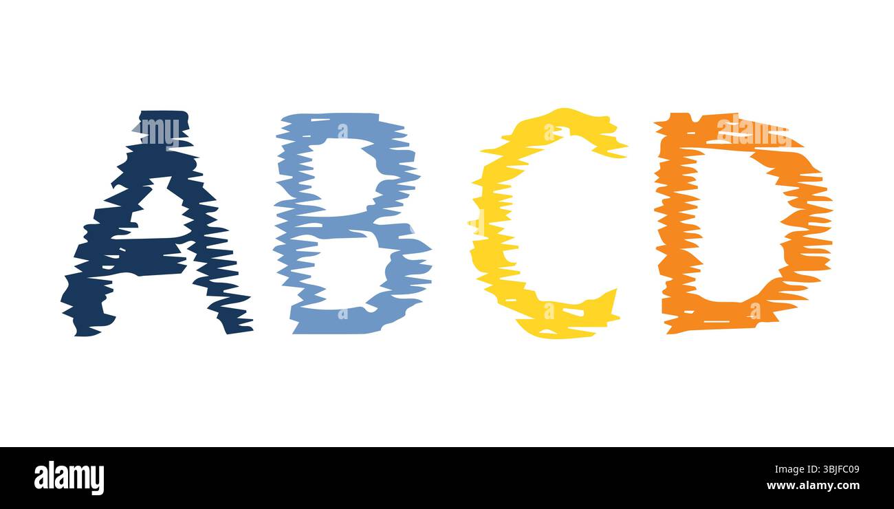 Hand Drawn Latin Alphabet Letters ABCD. Uppercase modern font and ...