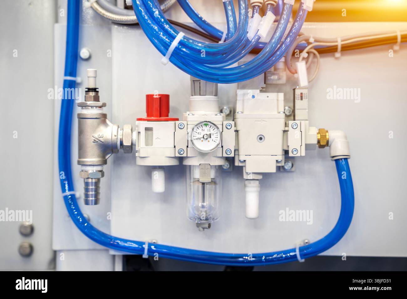 Compressed Air Filter Regulator Lubricator Stock Photo - Alamy