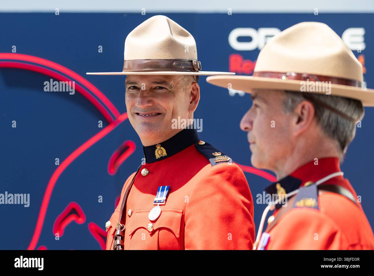 Montreal, Qc, Canada. 15th June, 2025. RCMP patrolling paddock at ...
