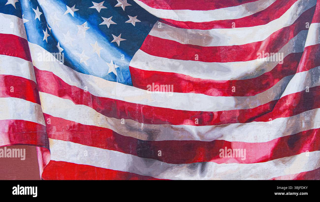 Large mural of American Flag on side of building in Philadelphia ...