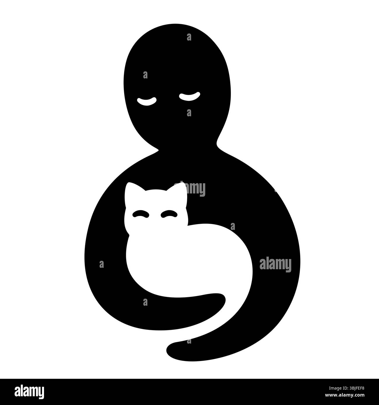 Illustration of person holding cat, simple and stylish silhouette logo ...