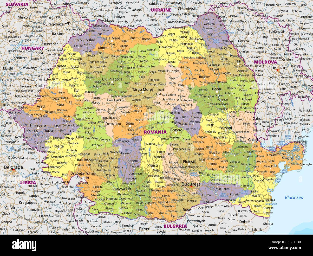 Detailed political map hi-res stock photography and images - Alamy