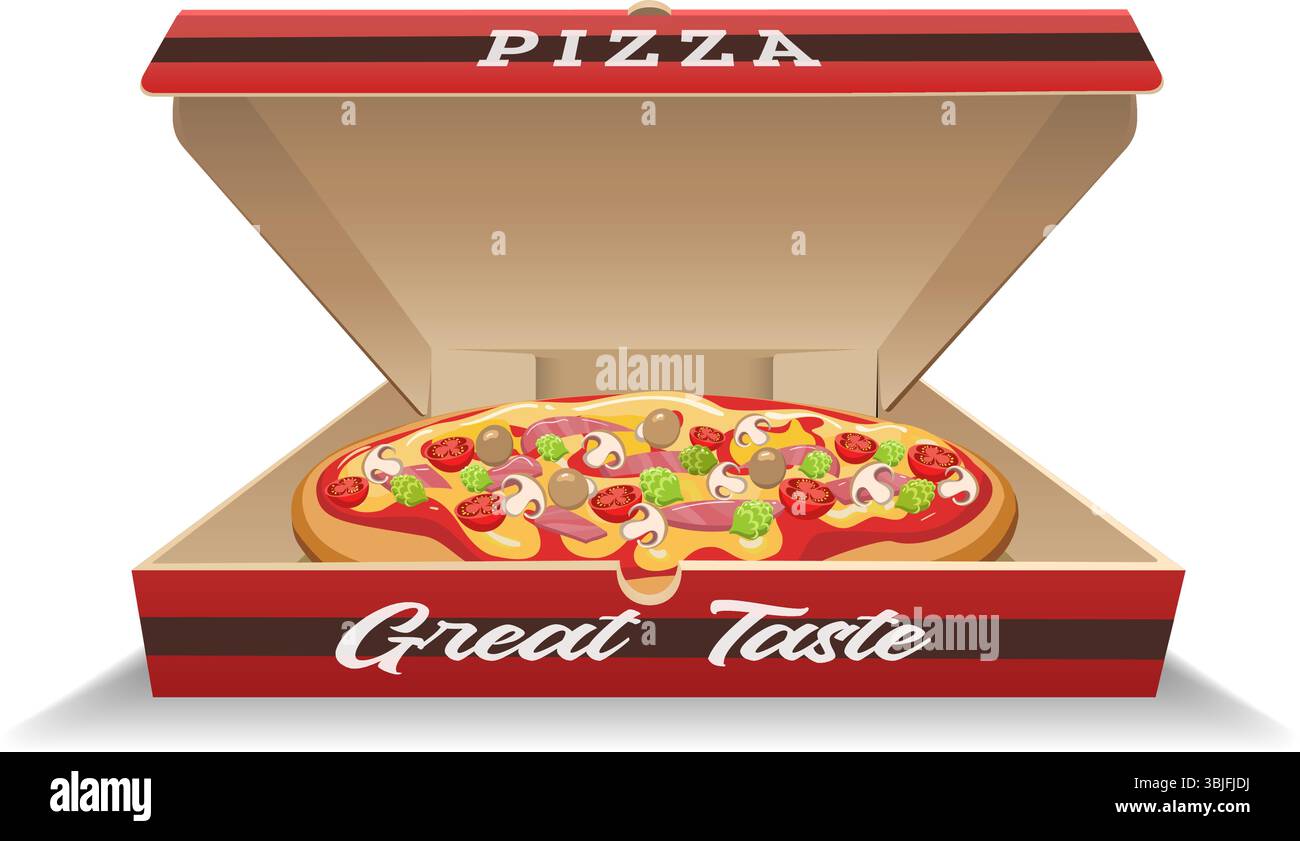 Tasty pizza in box Stock Vector Images - Alamy