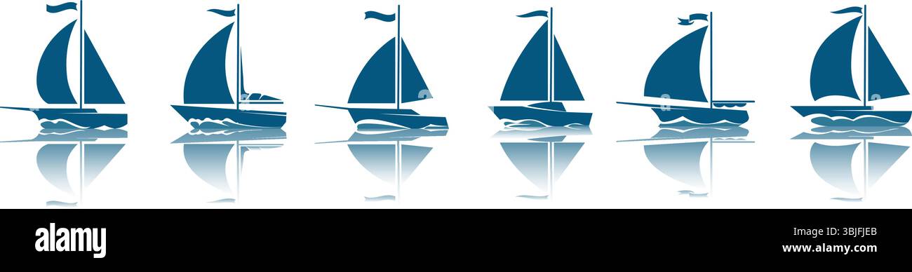 Sailing boat blue icons Stock Vector Image & Art - Alamy